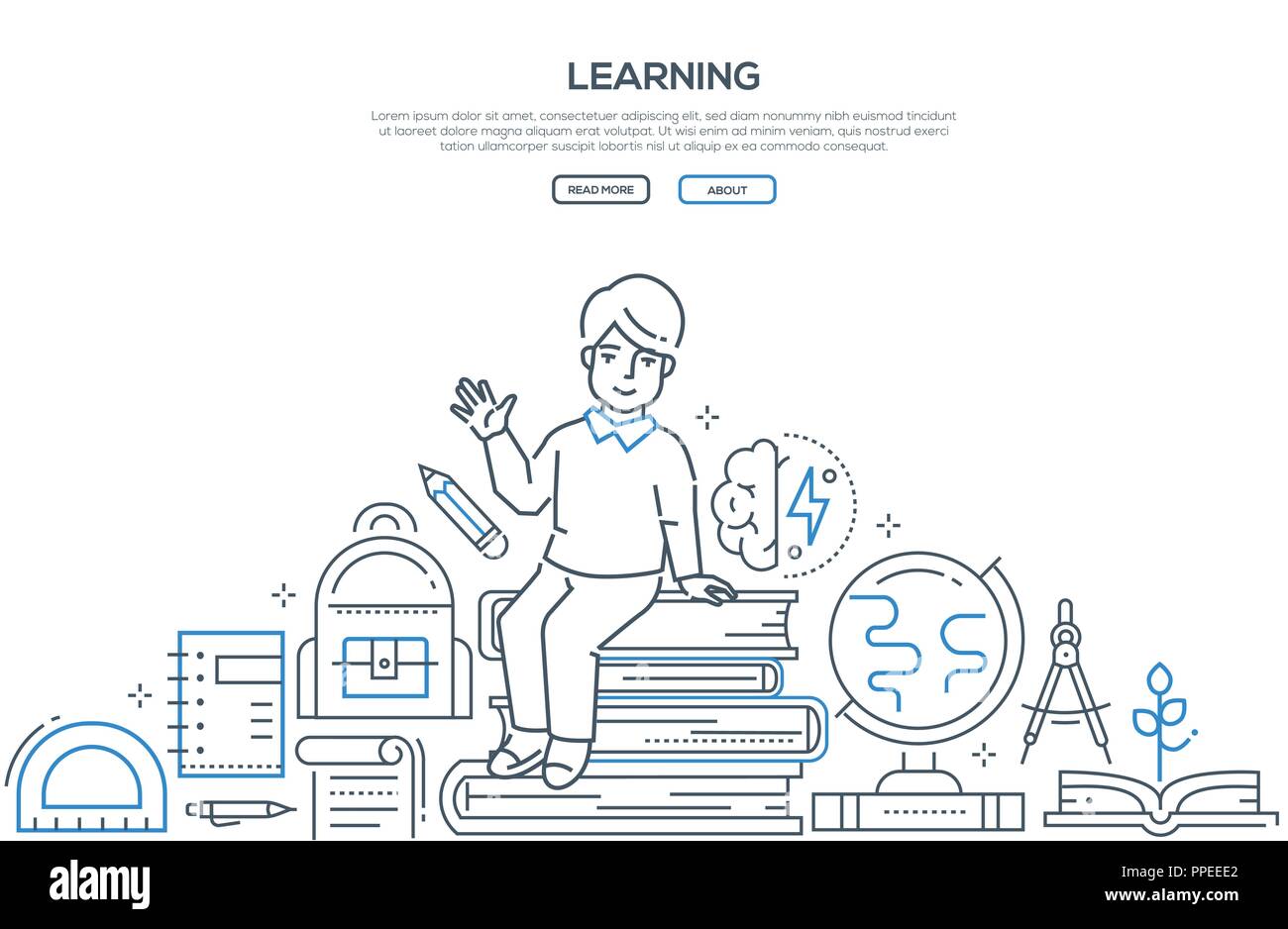 Learning - modern line design style vector banner Stock Vector Image ...