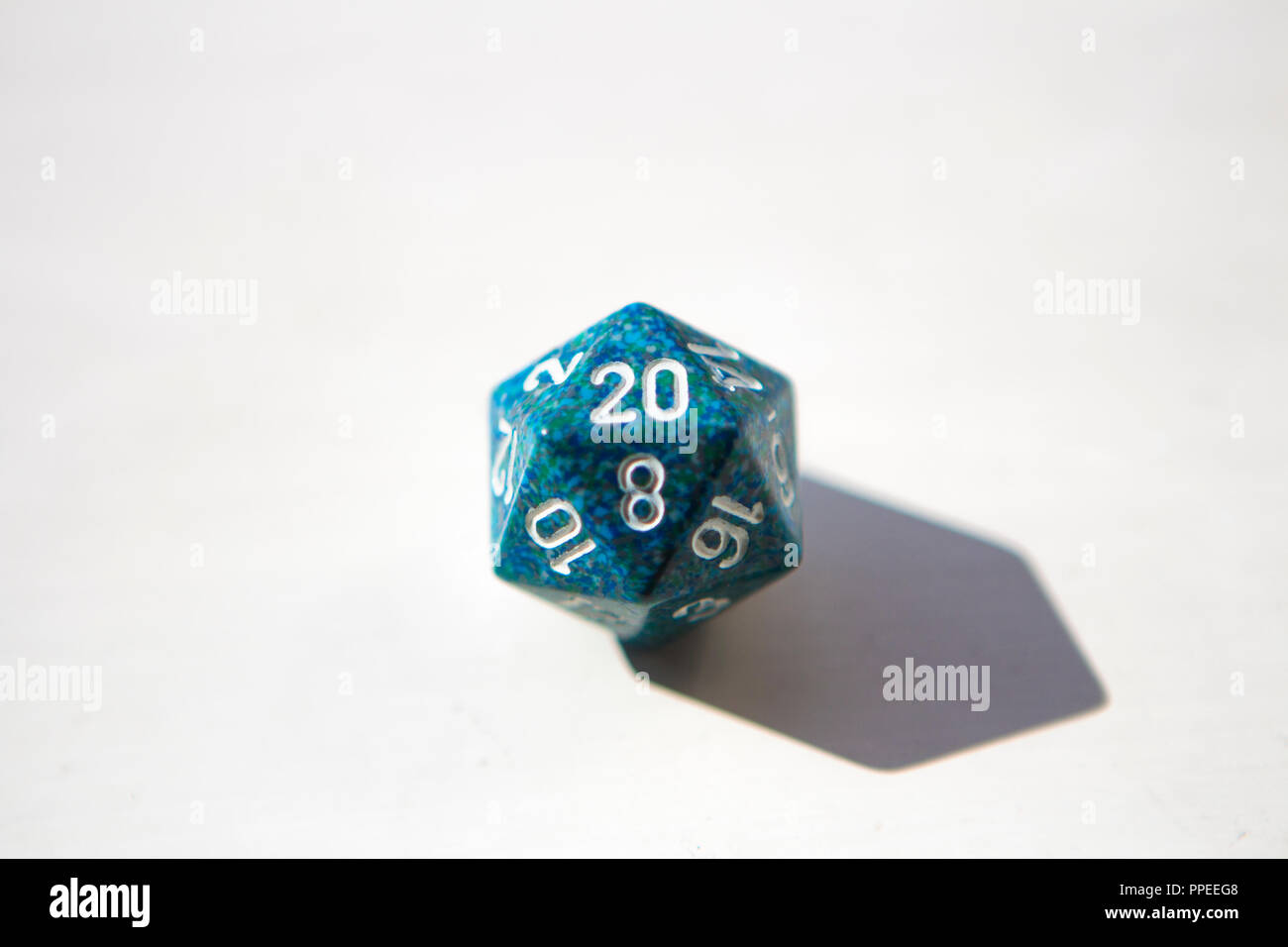 A D20 used for critical roll in tabletop role-playing game Dungeons and ...