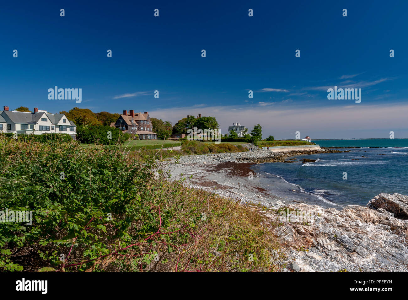 Midcliff and Anglesea Mansions along the Cliff Walk trail , Newport ...