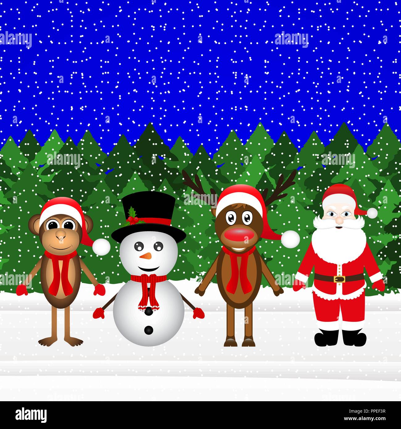 Cartoon happy monkey in forest Stock Vector Images - Alamy