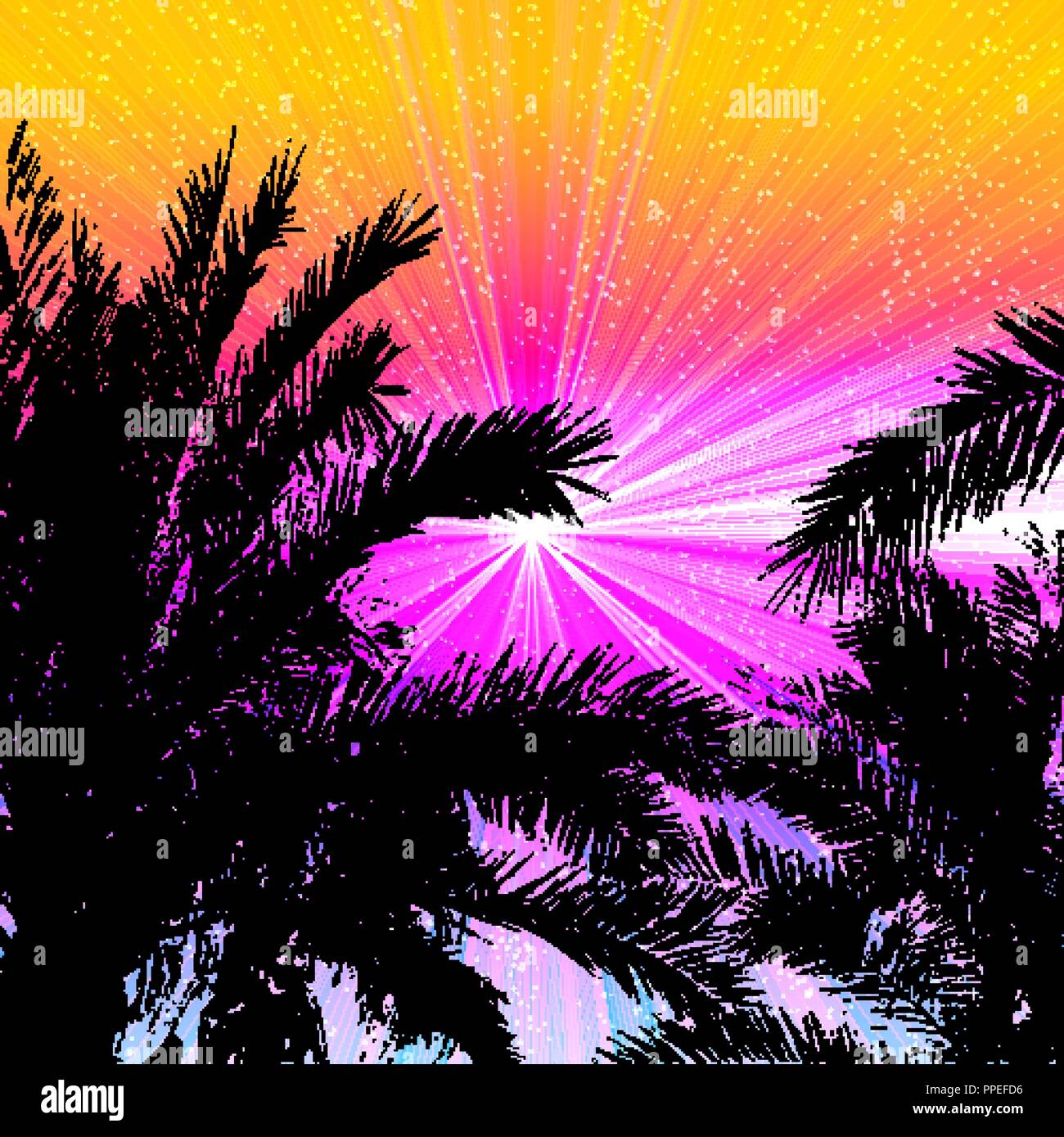 Romantic beach sunset on Stock Vector Images - Alamy