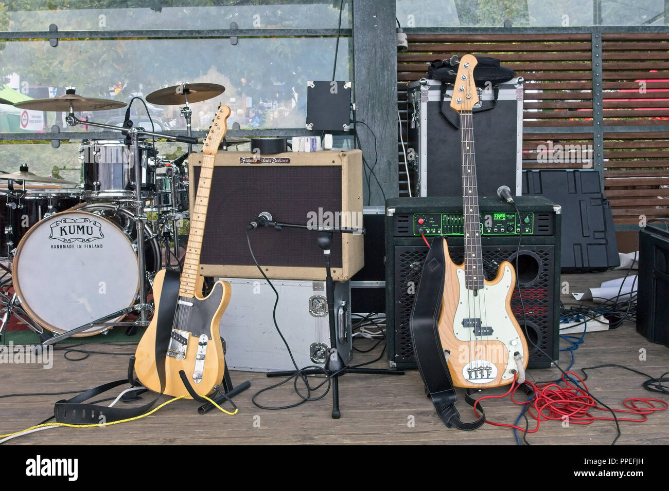 Empty concert stage with instruments hi-res stock photography and ...