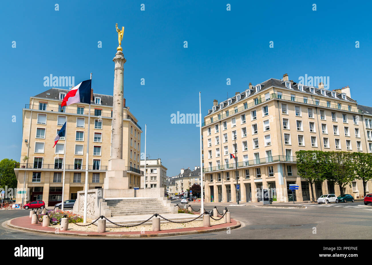 War memorial on Marechal Foch Square of Caen, France Stock Photo - Alamy