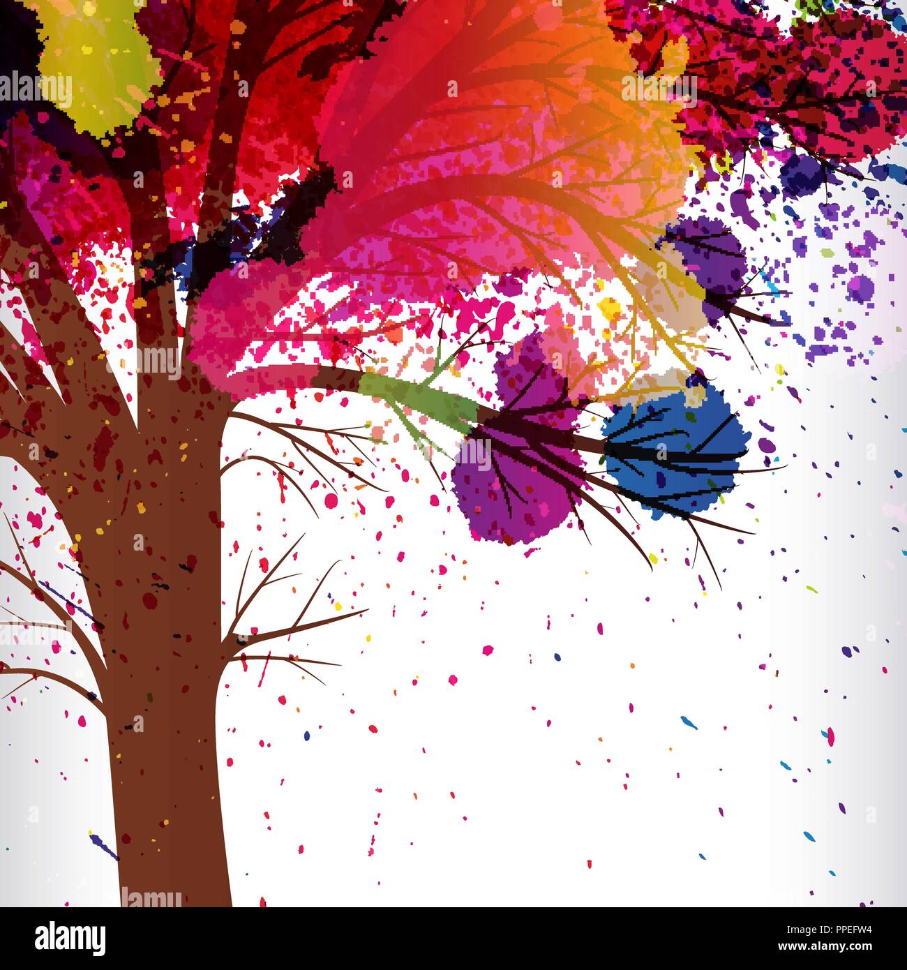 abstract background, tree with branches made of watercolor drops Stock ...