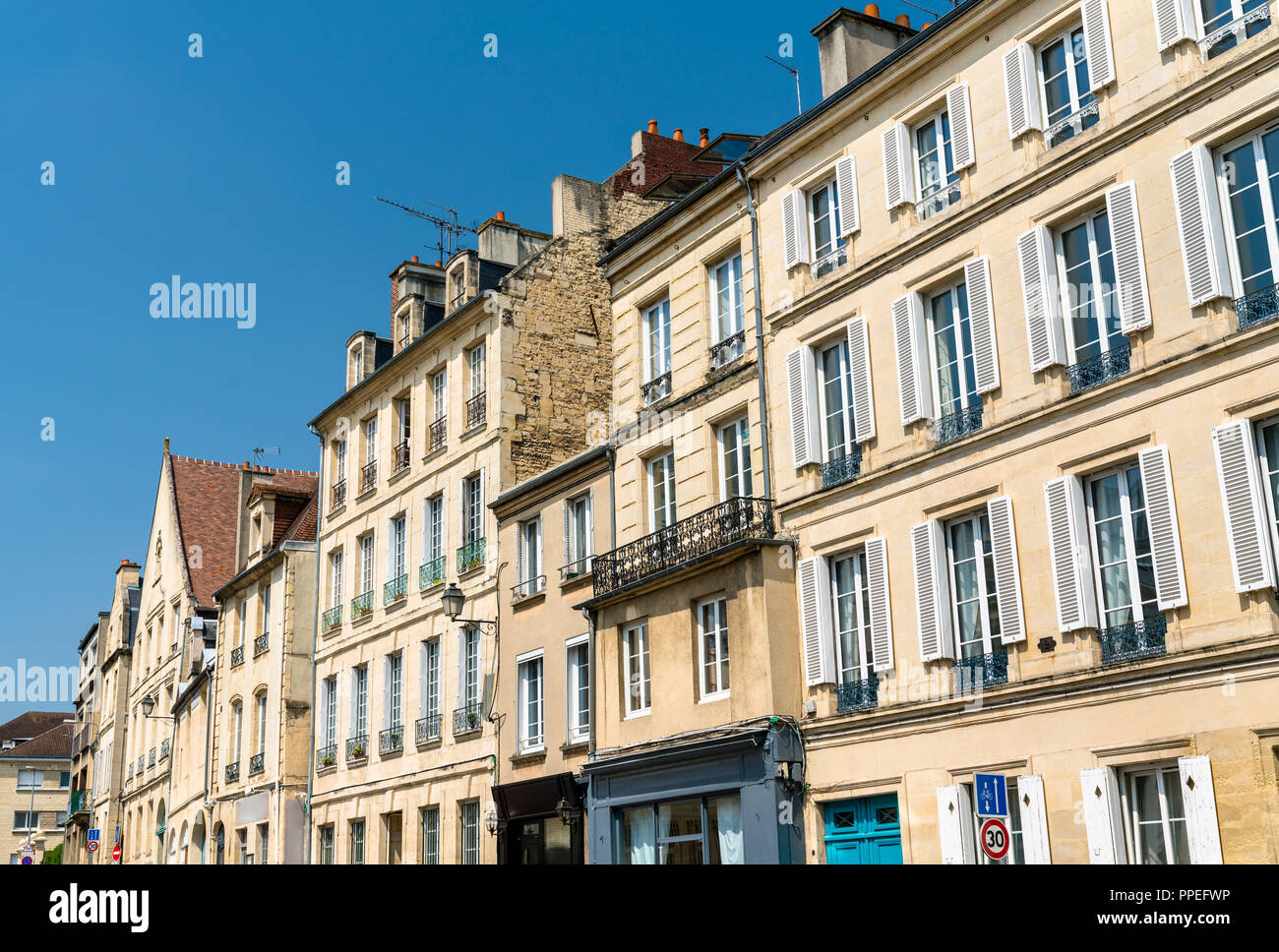 Typical french buildings in Caen, Normandy Stock Photo - Alamy