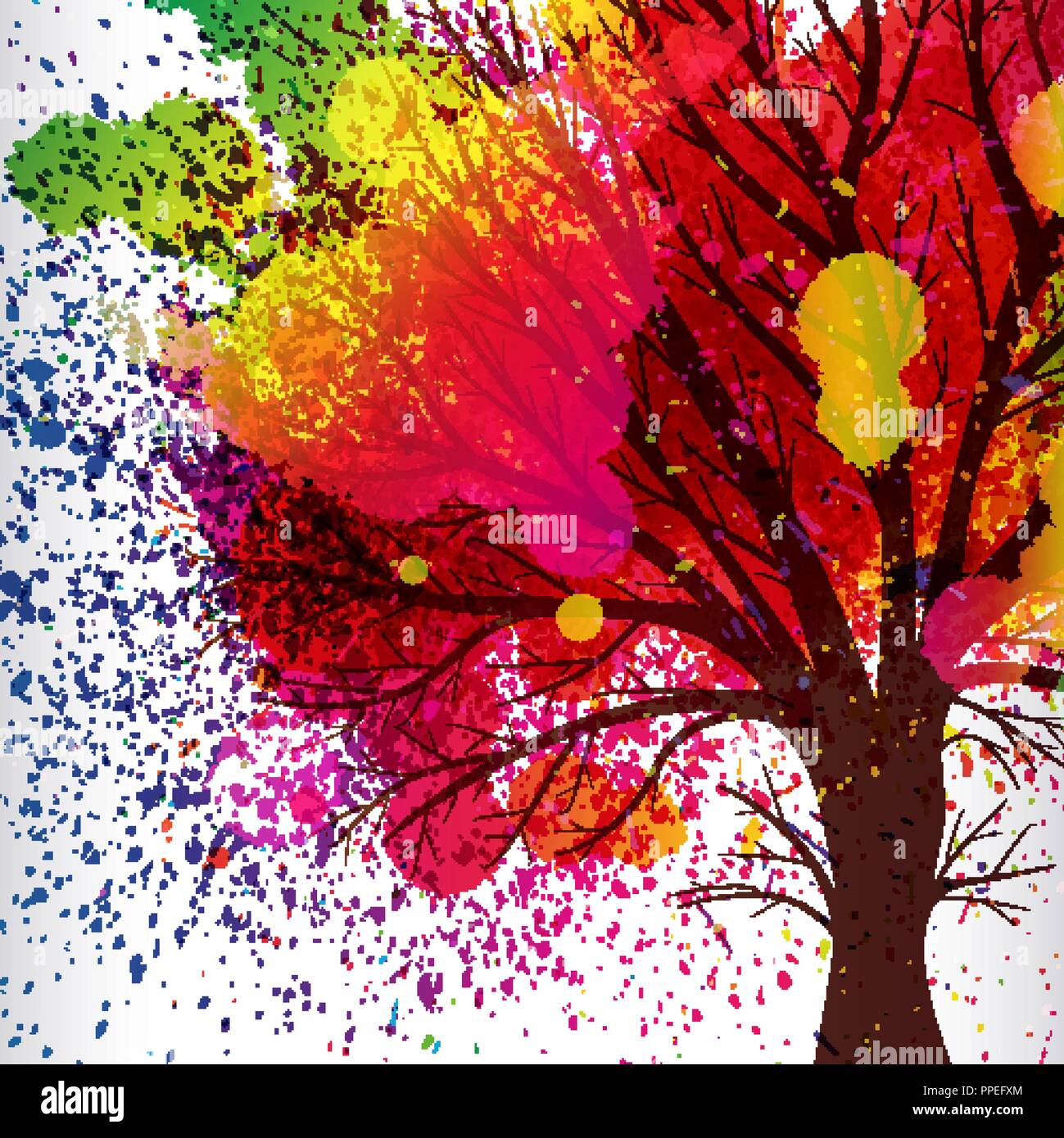 abstract background, tree with branches made of watercolor drops Stock ...