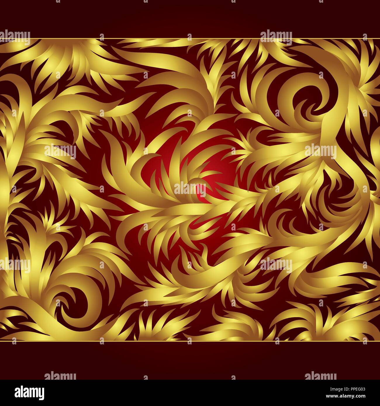 golden floral background with curl Stock Vector Image & Art - Alamy