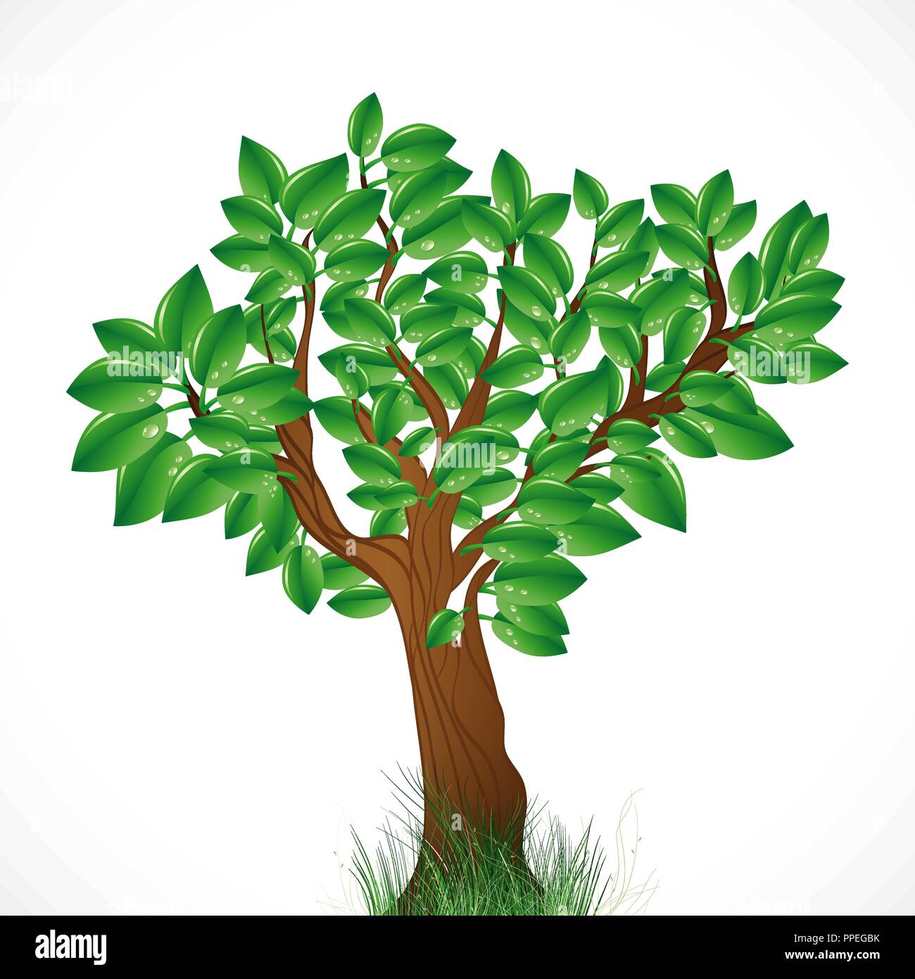 Natural background with green tree and grass Stock Vector Image & Art ...