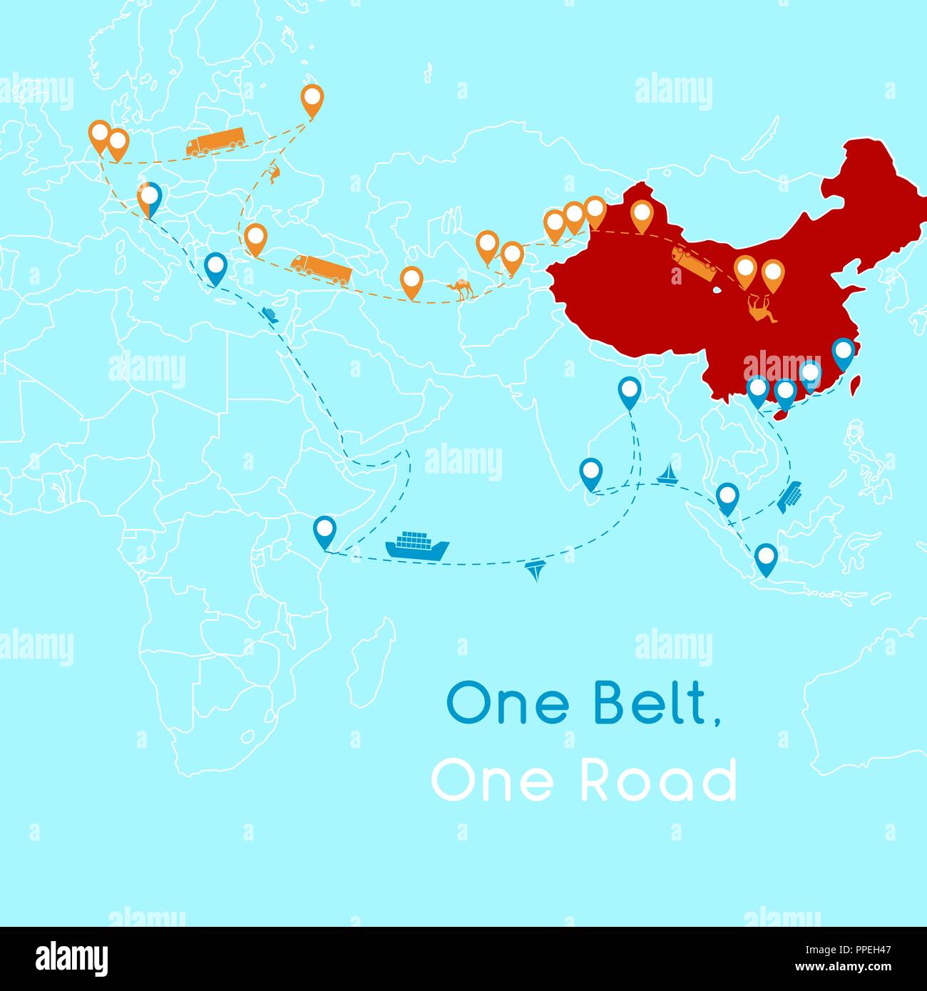 One Belt One Road new Silk Road concept. 21st-century connectivity and ...