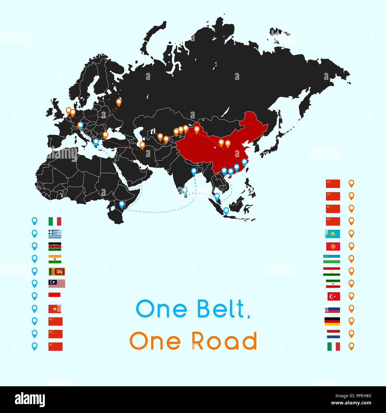 One Belt One Road new Silk Road concept. 21st-century connectivity and ...