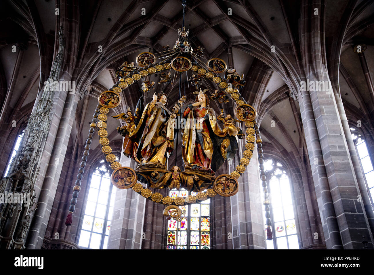 The cross-ribbed vault and at right the Angelic Salutation of the ...