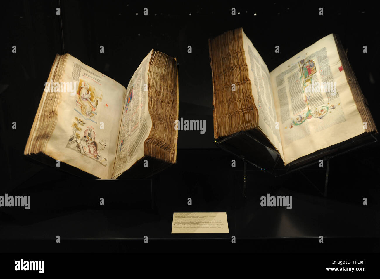 Old manuscripts in the "Schatzkammer" (Treasury) of the Bavarian State ...