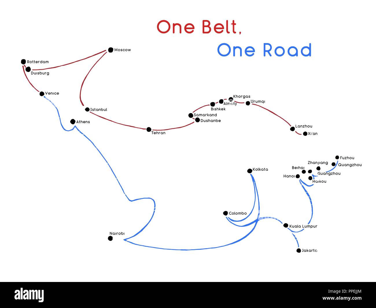 One Belt One Road new Silk Road concept. 21st-century connectivity and ...