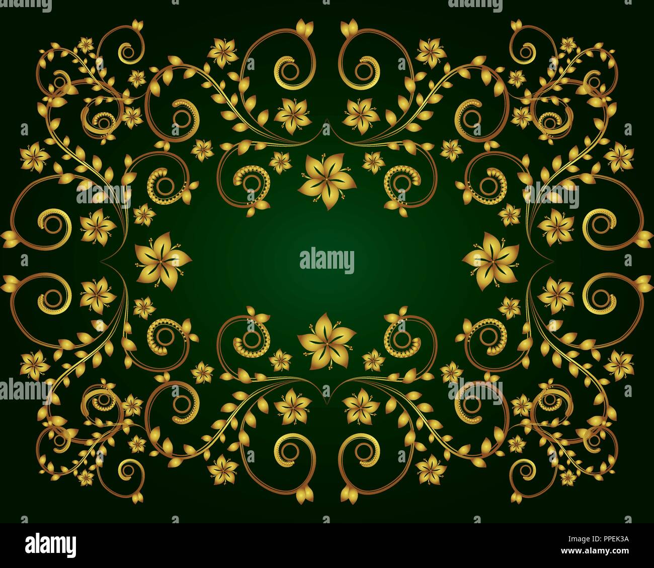 golden floral background with curl Stock Vector Image & Art - Alamy