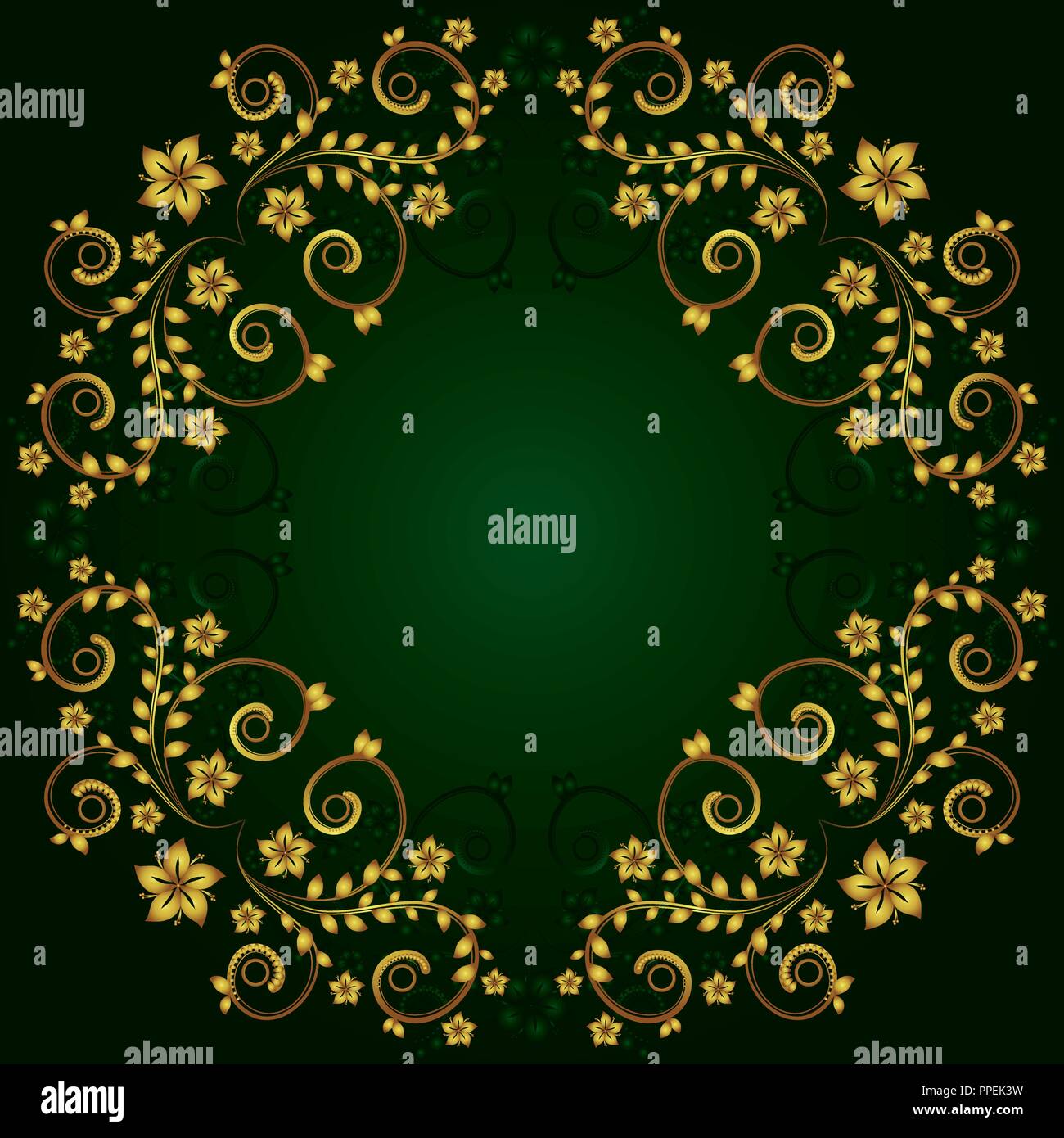 golden floral background with curl Stock Vector Image & Art - Alamy