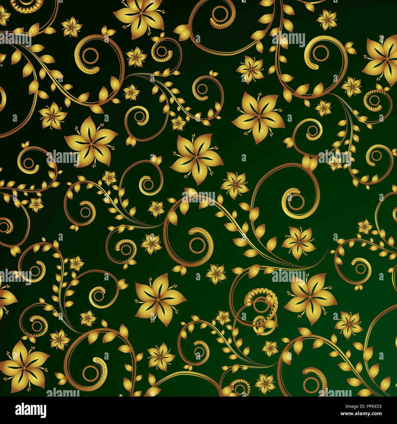 golden floral background with curl Stock Vector Image & Art - Alamy
