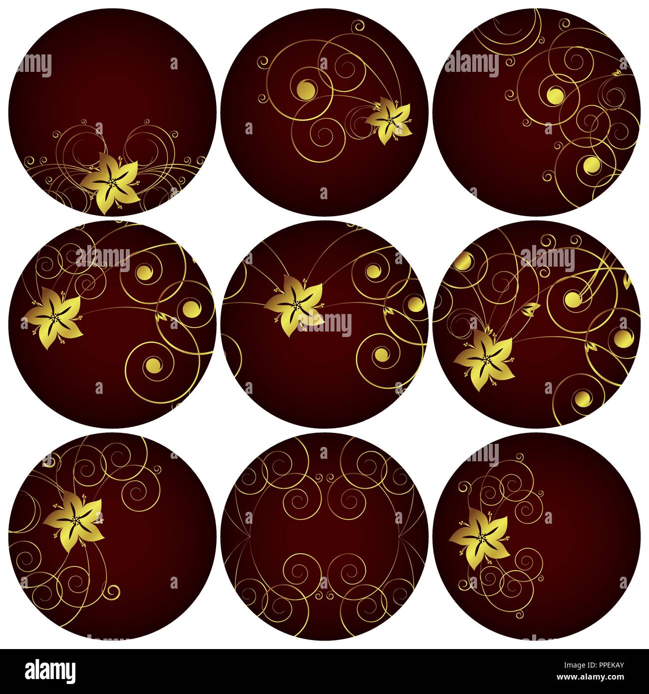 golden floral background with curl Stock Vector Image & Art - Alamy