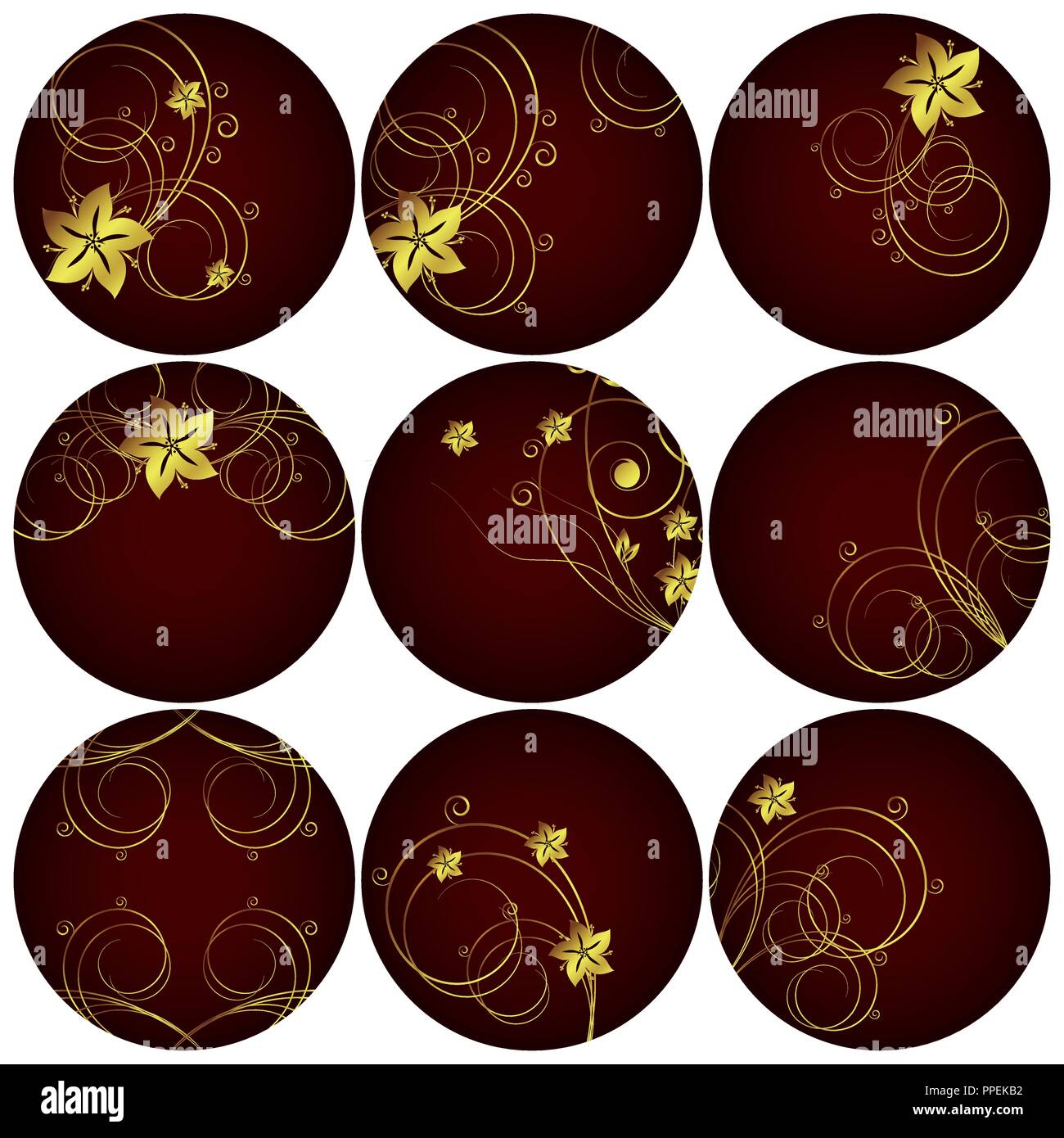 golden floral background with curl Stock Vector Image & Art - Alamy