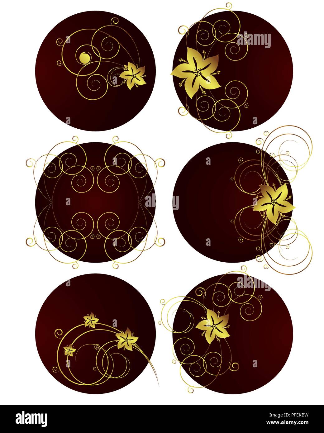 golden floral background with curl Stock Vector Image & Art - Alamy