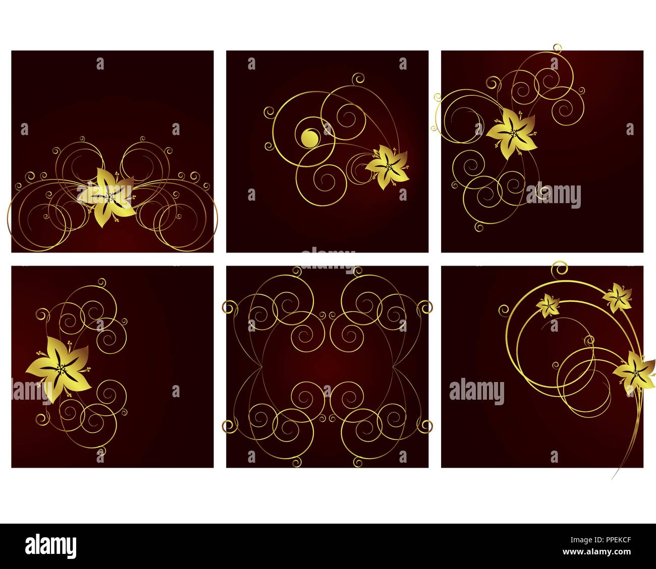 golden floral background with curl Stock Vector Image & Art - Alamy