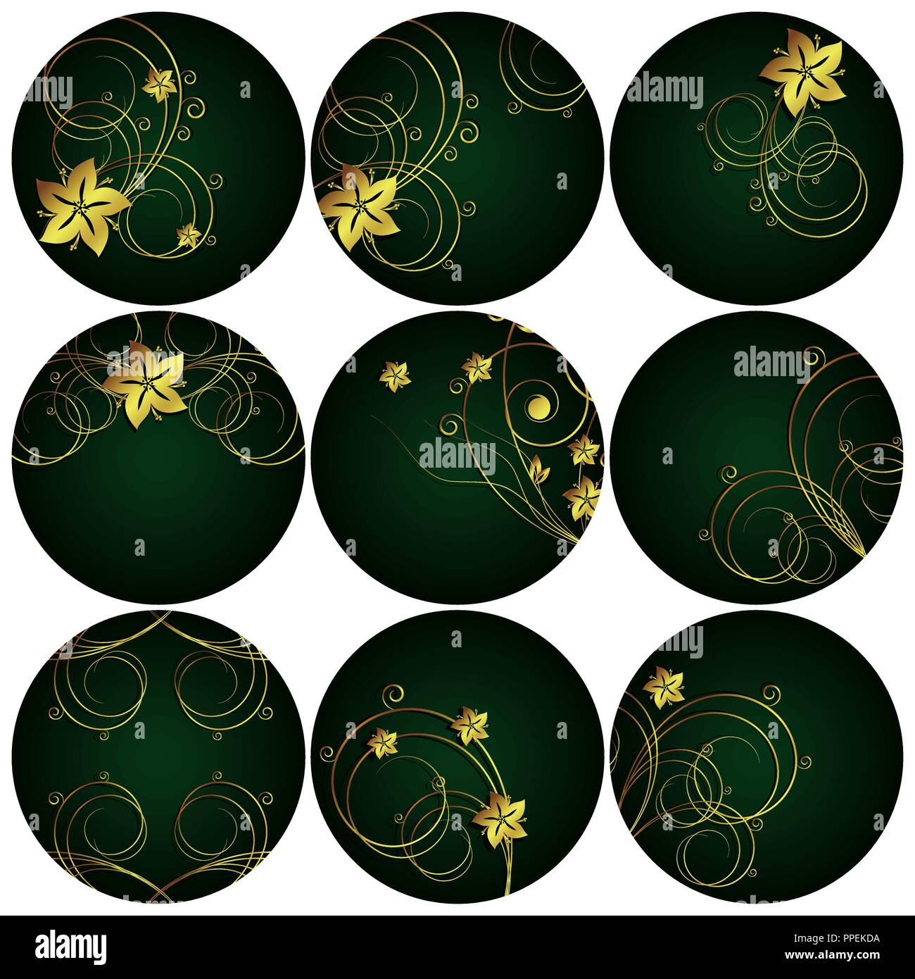 golden floral background with curl Stock Vector Image & Art - Alamy