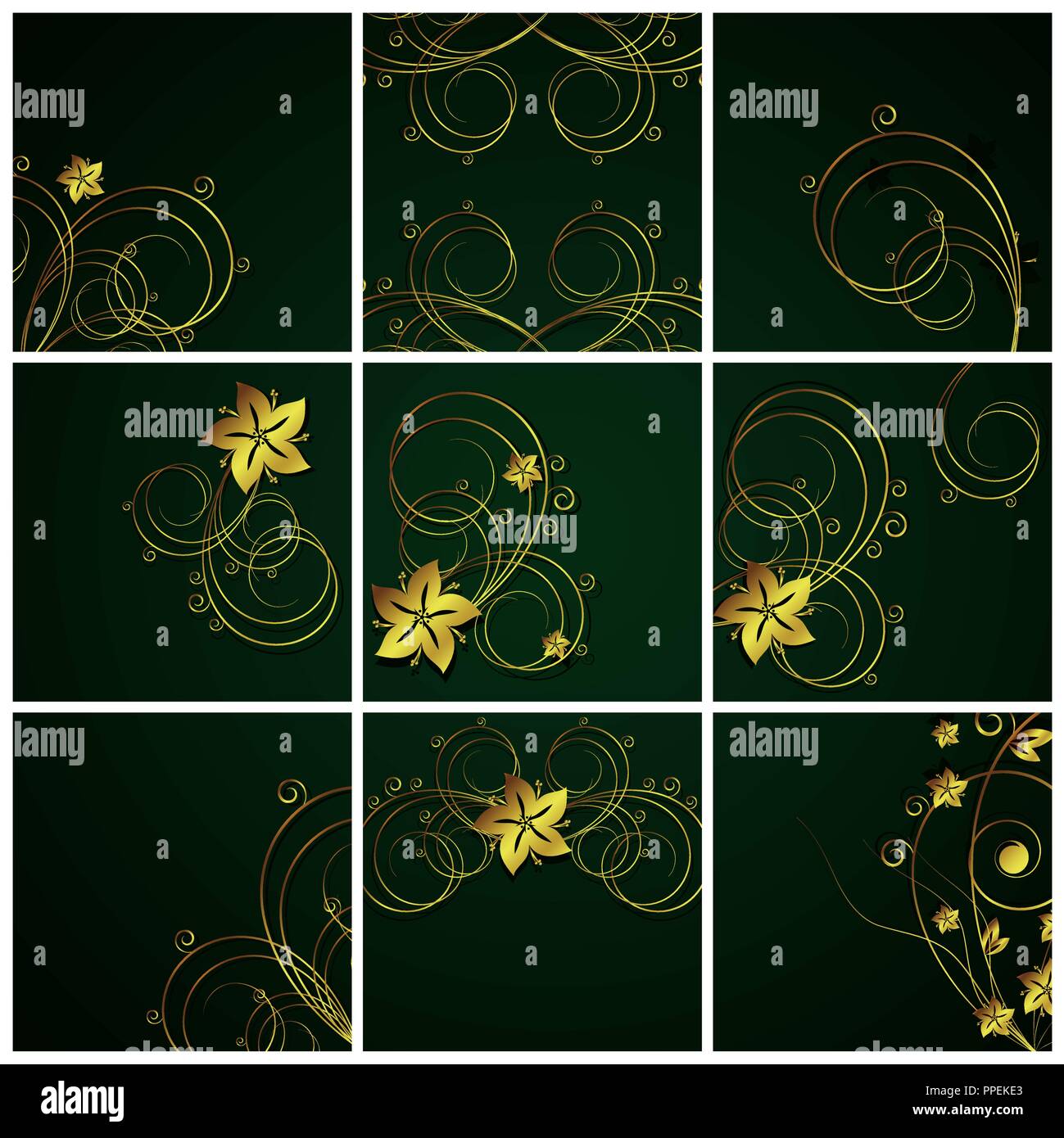 golden floral background with curl Stock Vector Image & Art - Alamy