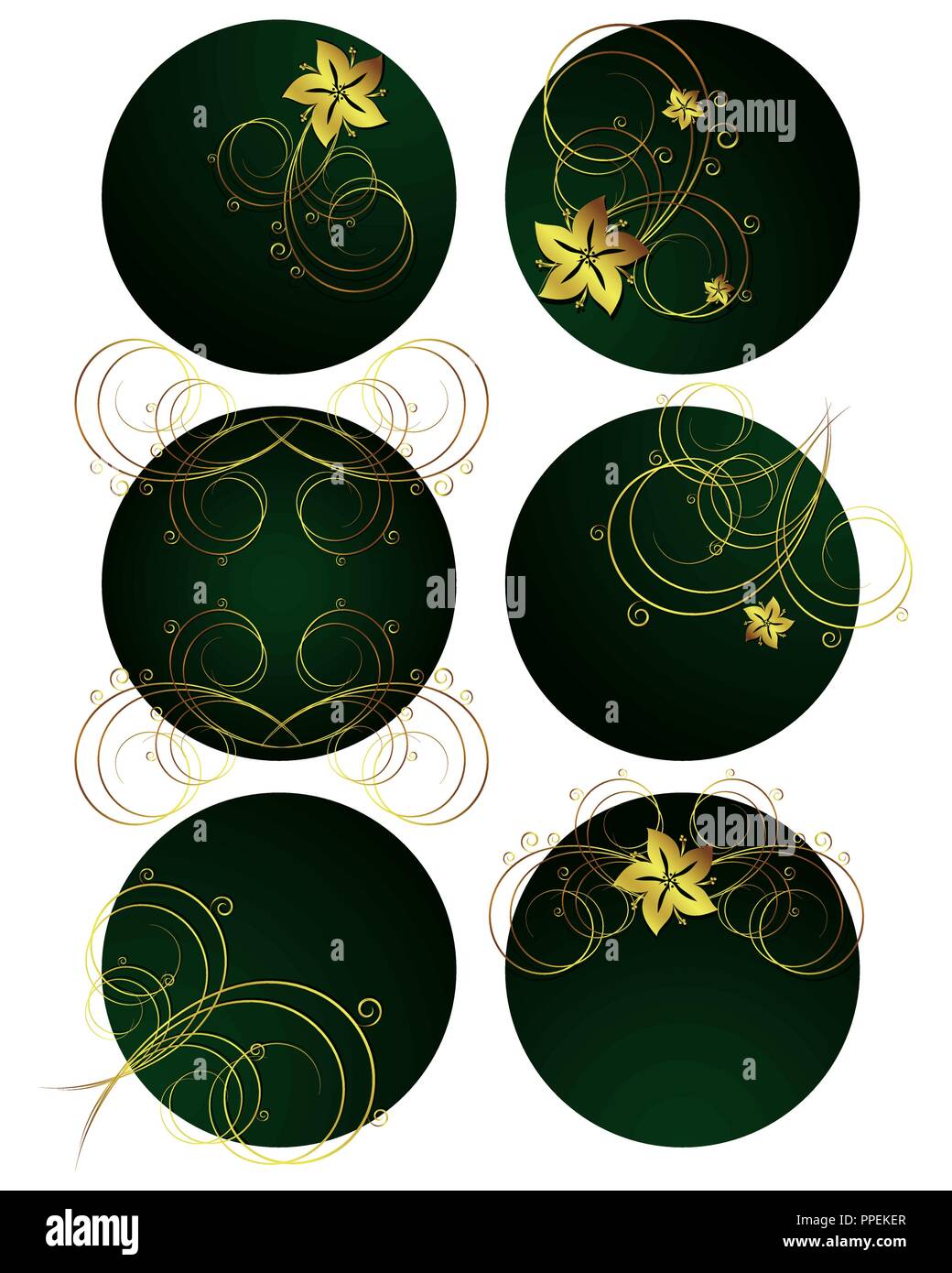 golden floral background with curl Stock Vector Image & Art - Alamy