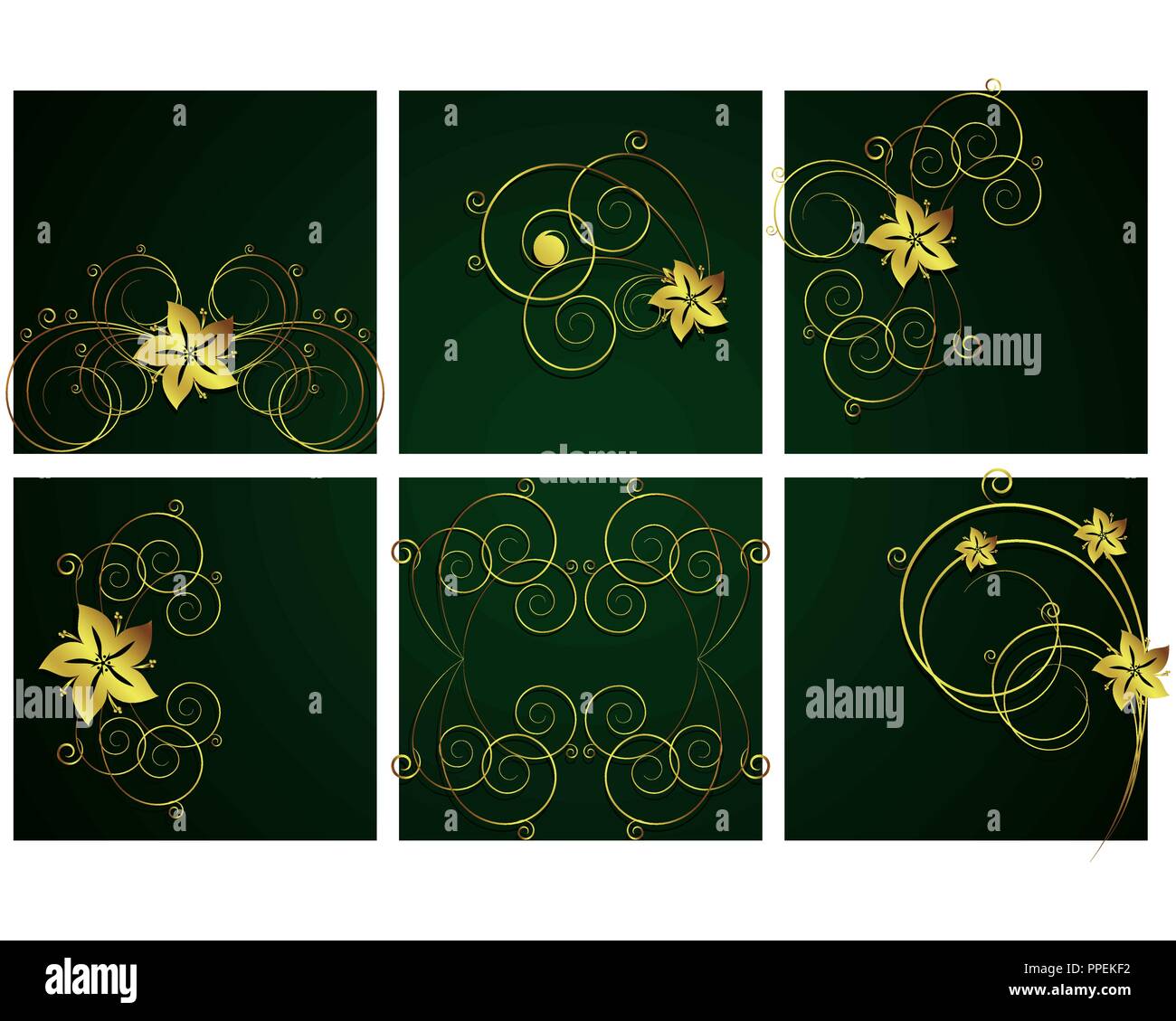 golden floral background with curl Stock Vector Image & Art - Alamy