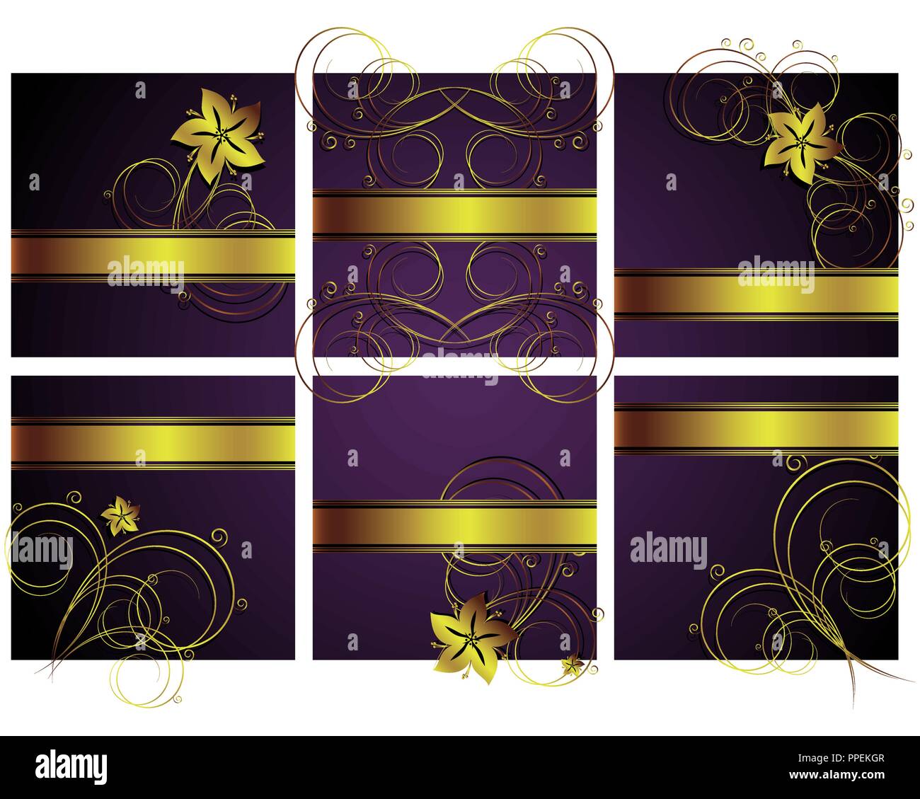 golden floral background with curl Stock Vector Image & Art - Alamy