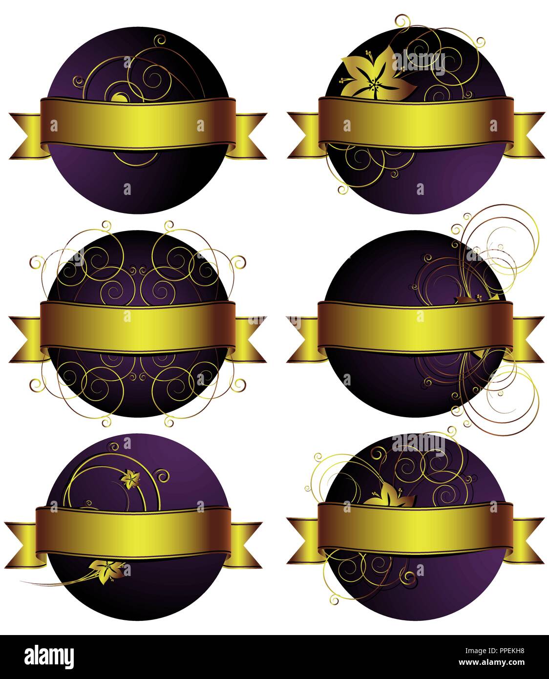 golden floral background with curl Stock Vector Image & Art - Alamy