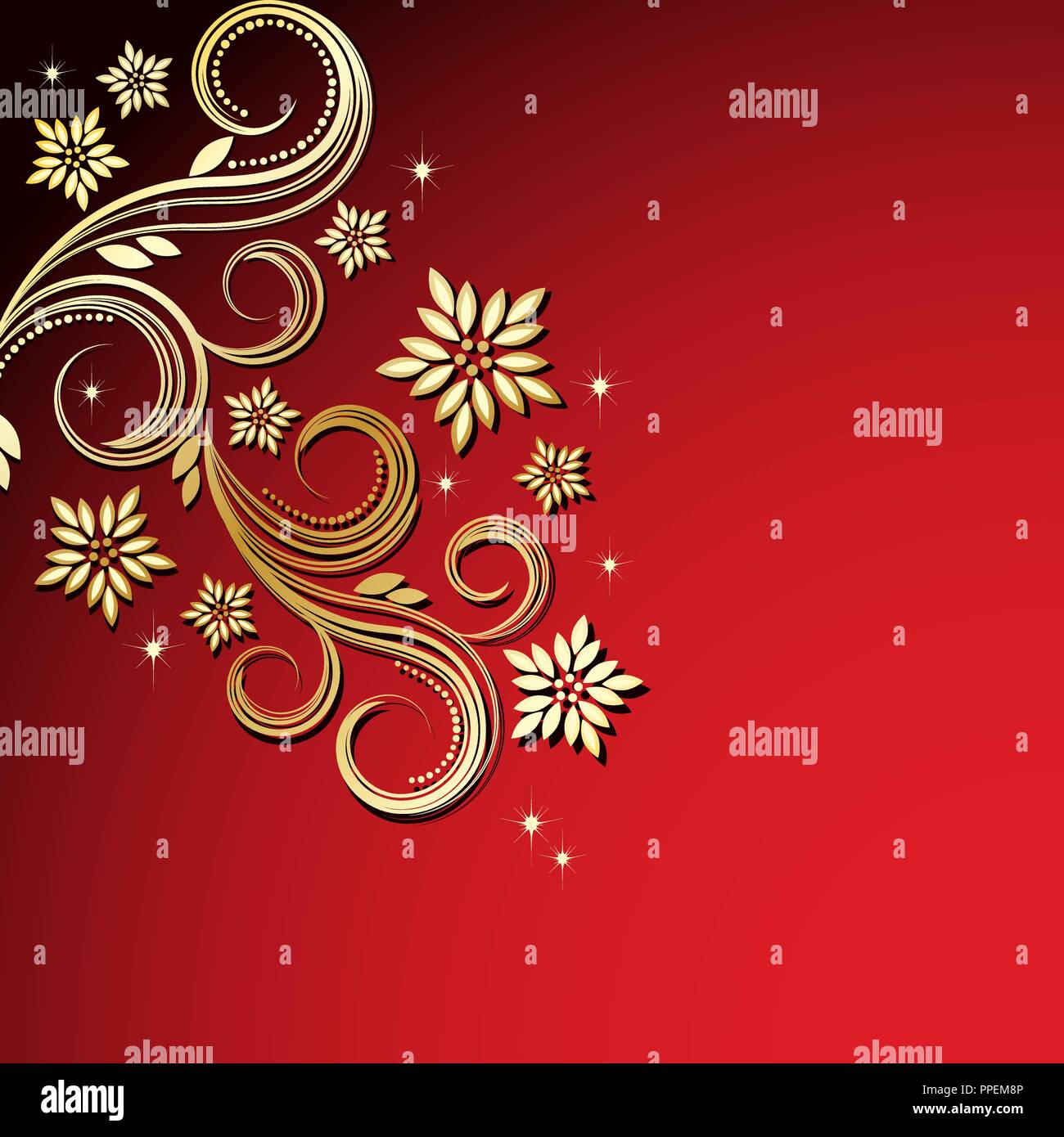 golden floral background with curl Stock Vector Image & Art - Alamy