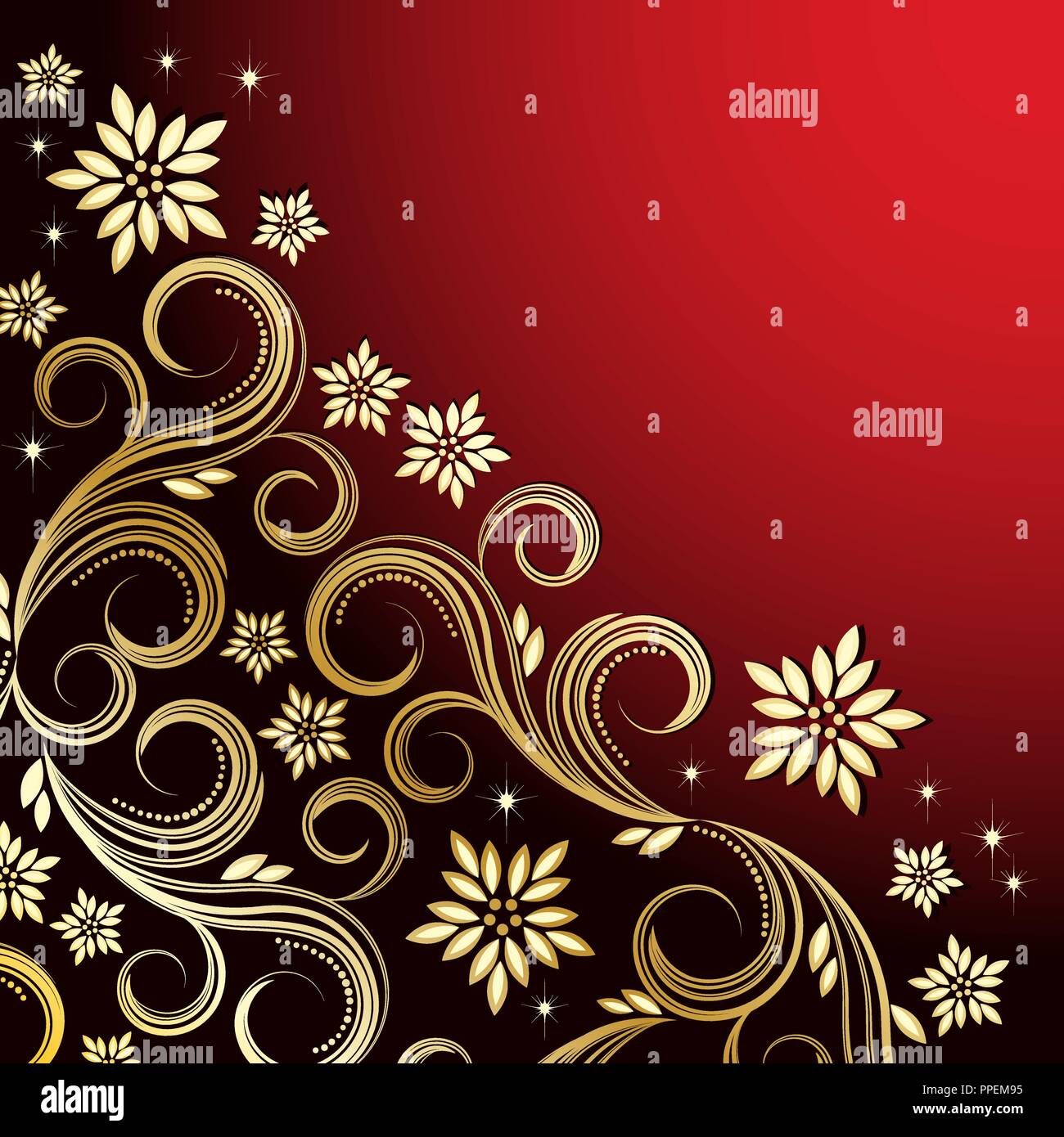 golden floral background with curl Stock Vector Image & Art - Alamy