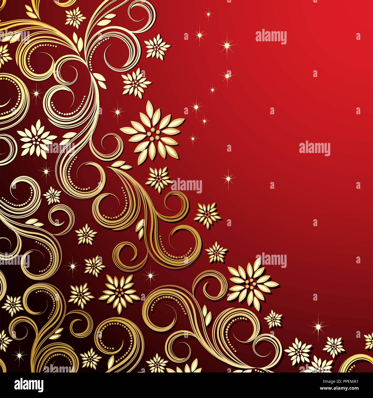 golden floral background with curl Stock Vector Image & Art - Alamy