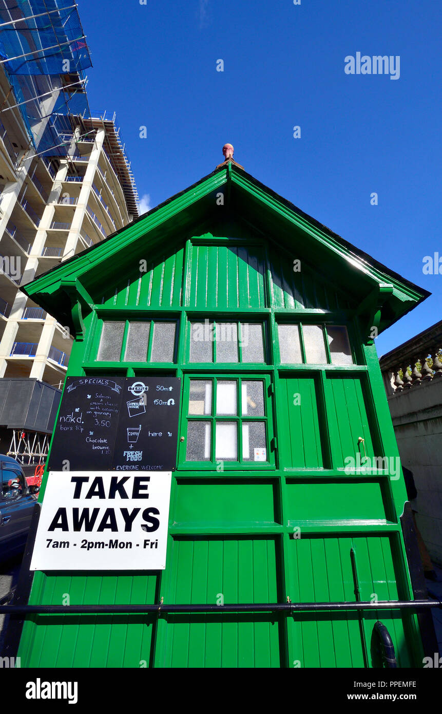 Cabman's Shelter green hut, Temple Station, London, England, UK ...