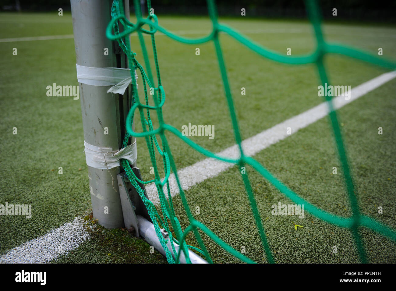 In the sports complex in the Lerchenau district the soccer goals are ...