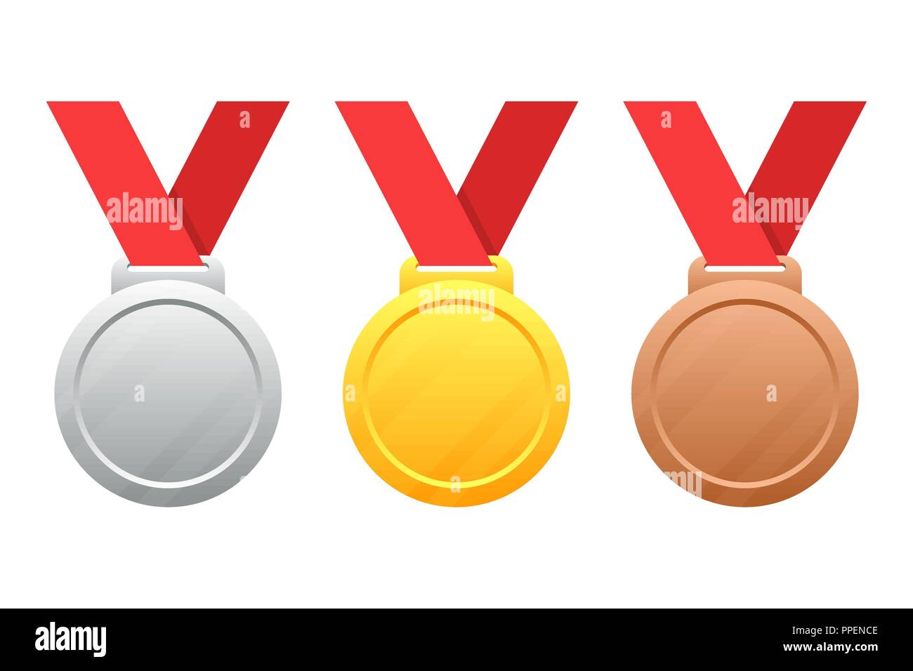 Gold, silver, bronze medals vector illustration isolated on white ...