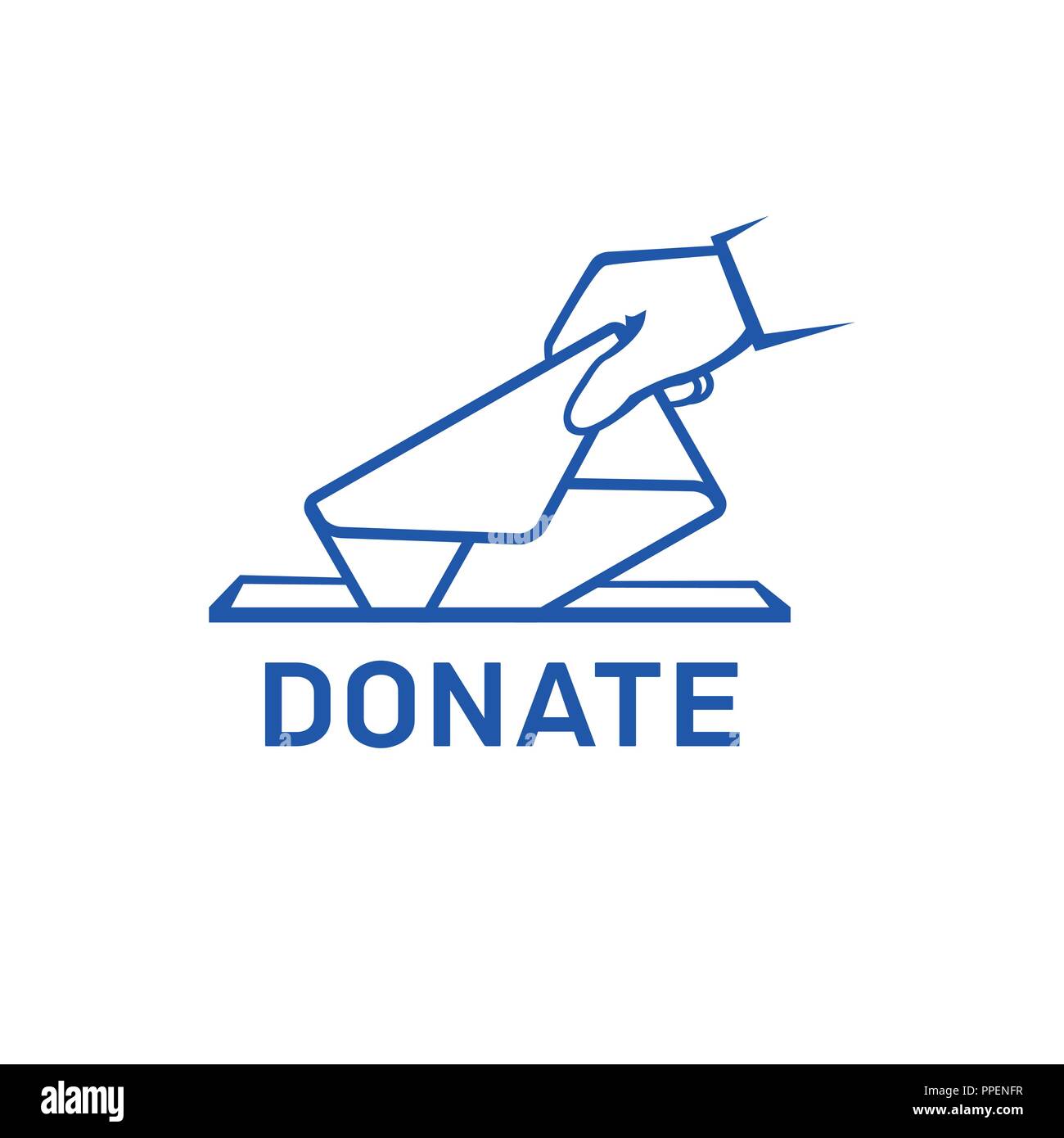Donation vector icon. Donate money and charity concept. Hand putting ...