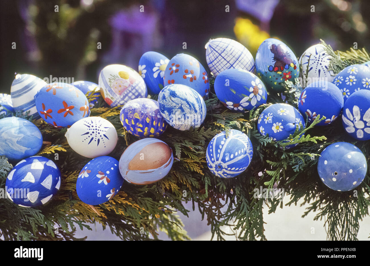Easter fountain in the Florianiplatz in Bad Reichenhall ...