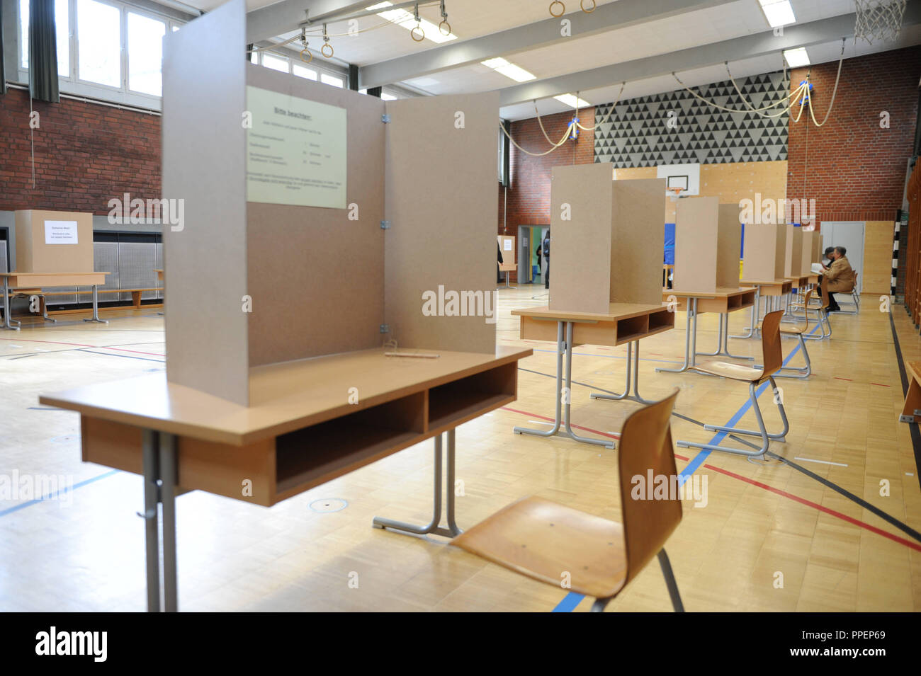 Polling booths in the polling station at the elementary school in the ...