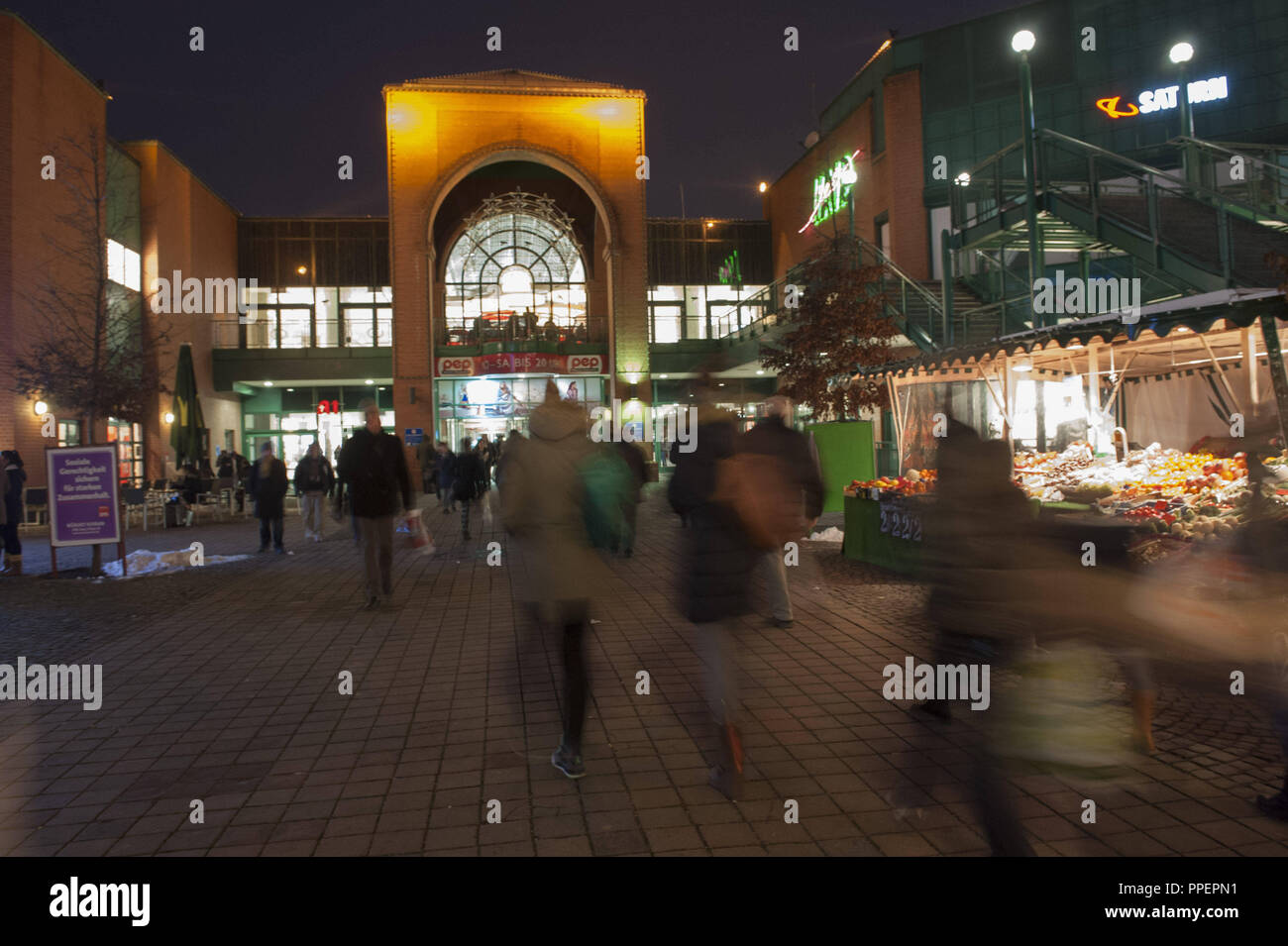 Entrance to the shopping center PEP in Neuperlach, Munich, Germany ...