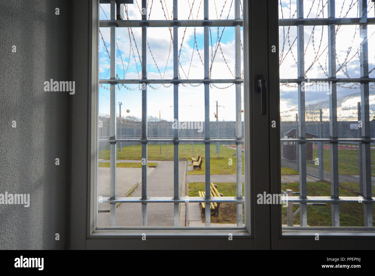 View from a barred window in prison Mühldorf, Germany Stock Photo - Alamy
