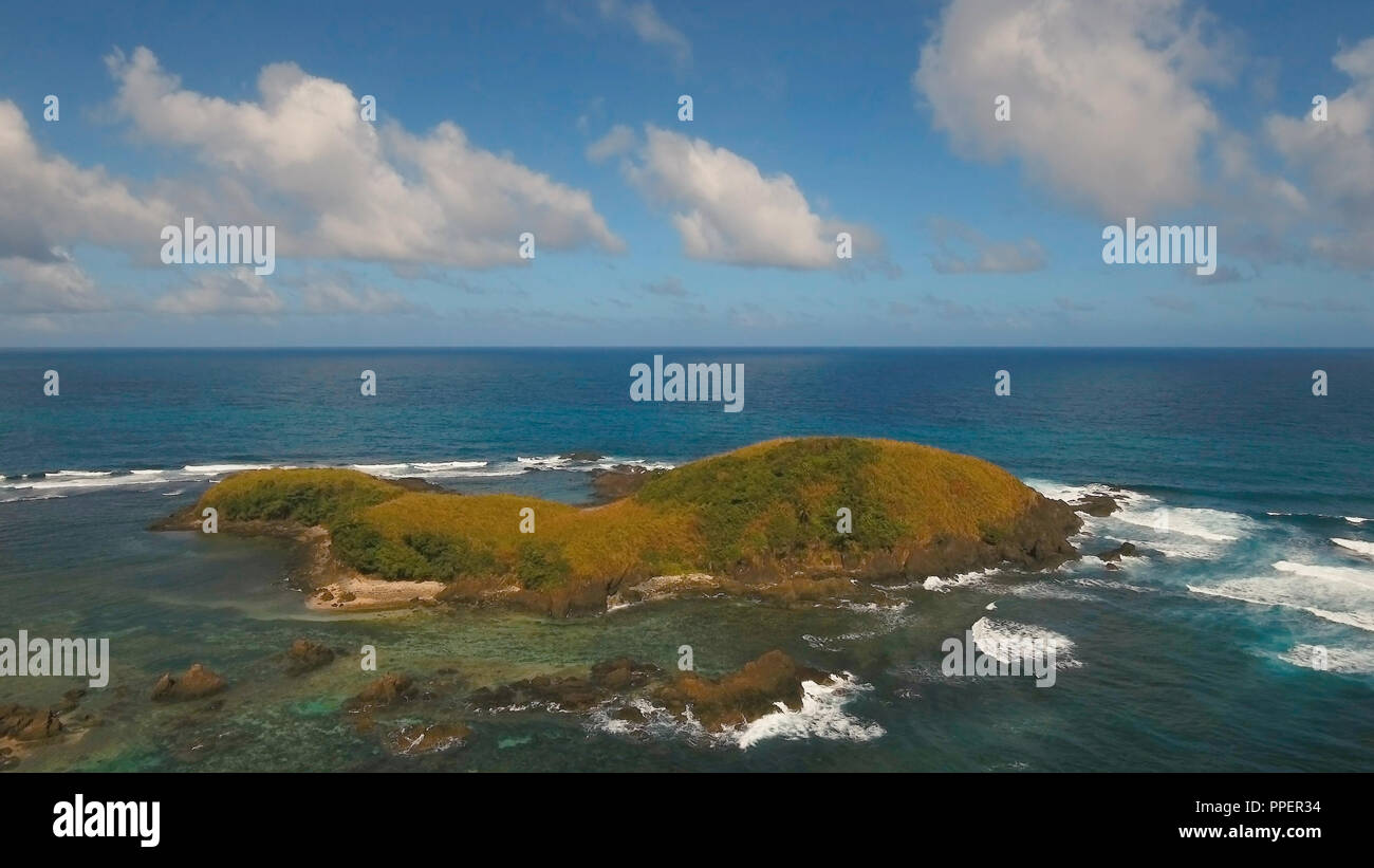 Sea and the tropical island with rocks, beach and waves, Catanduanes ...