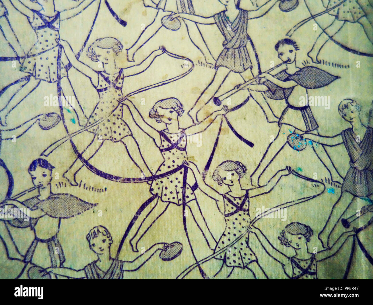 vintage children playing pattern Stock Photo - Alamy