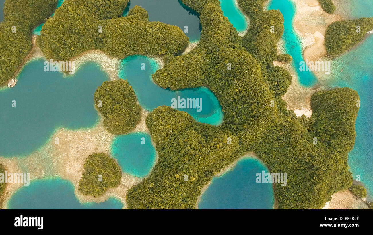 Aerial view: Bucas Grande Island, Sohoton Cove. Philippines. Tropical ...