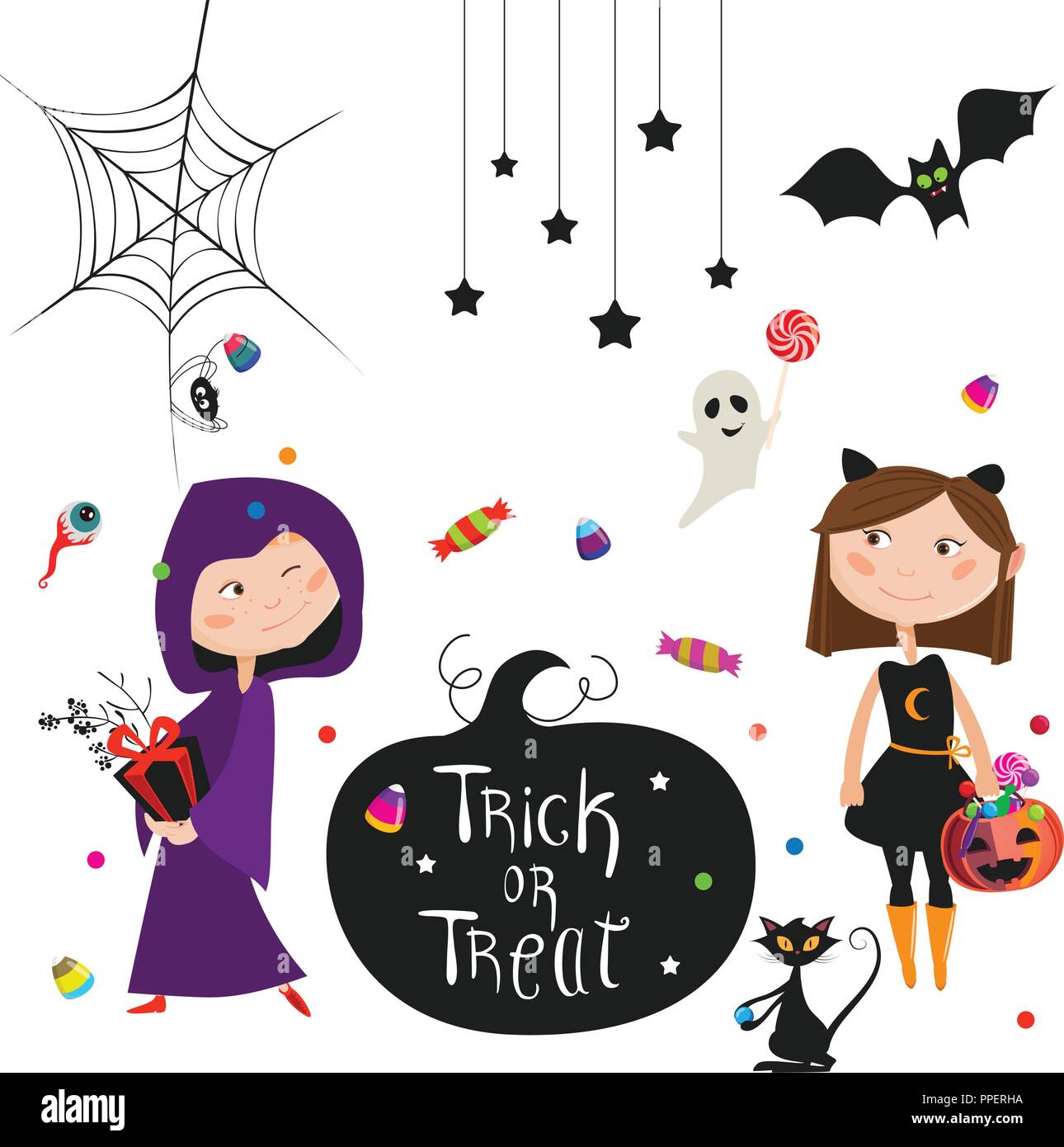 Happy halloween cute lady Stock Vector Images - Alamy
