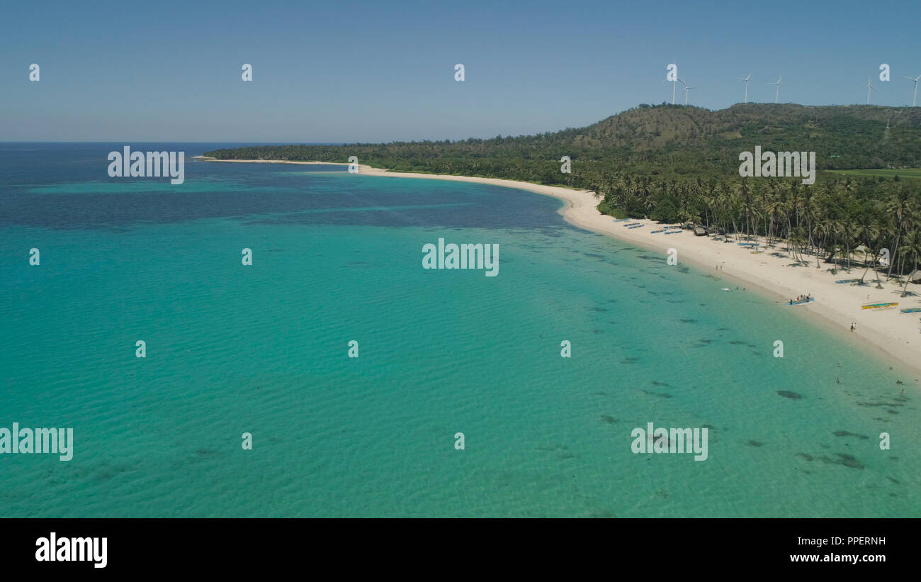 Aerial view of beautiful tropical beach Saud with turquoise water in ...