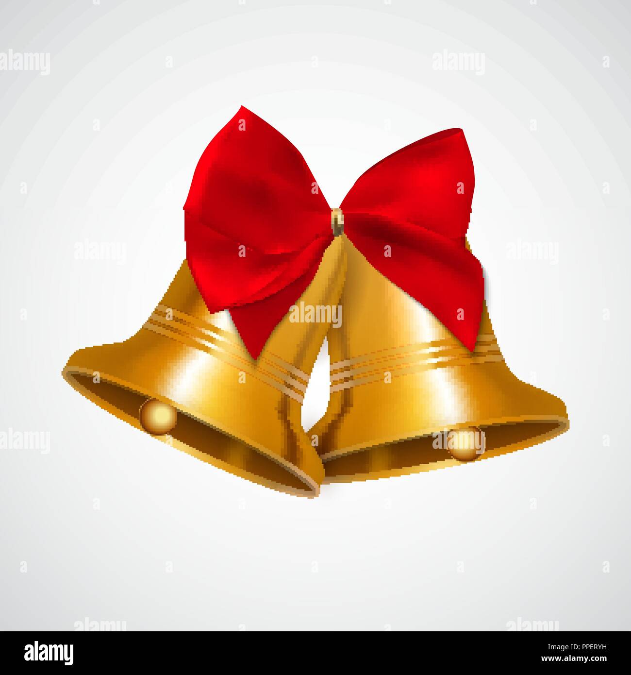 Christmas Bell with Red Bow Vector Illustration Stock Vector Image ...