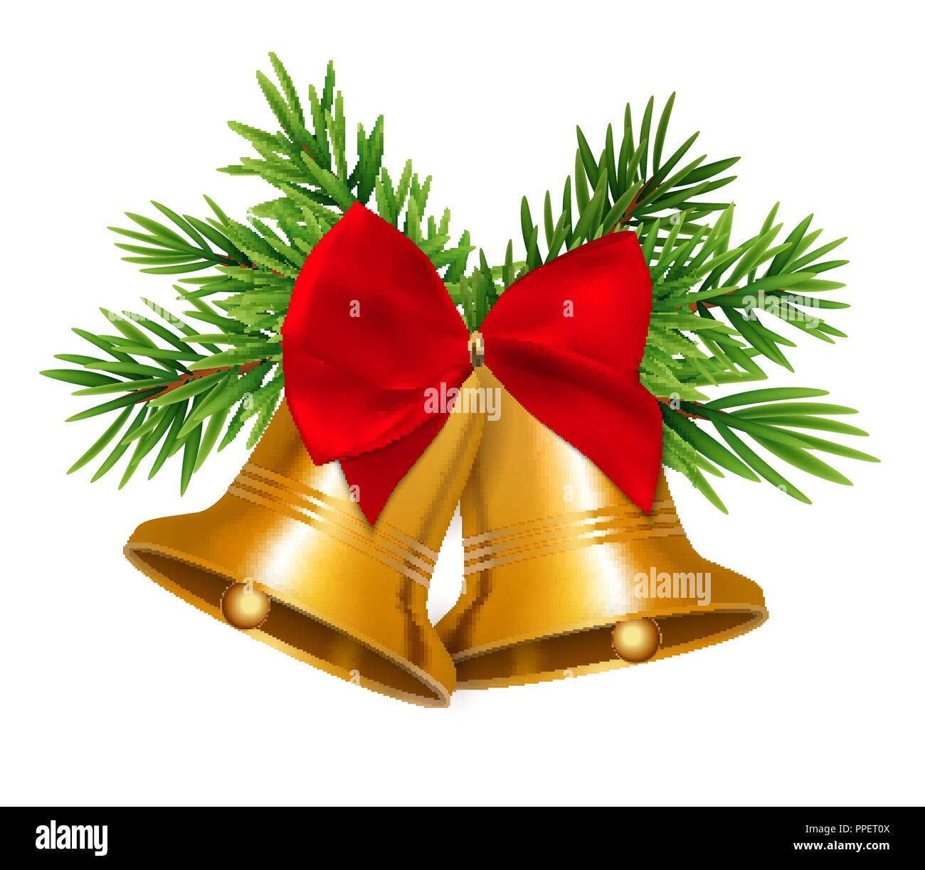 Christmas Bell with Red Bow Vector Illustration Stock Vector Image ...