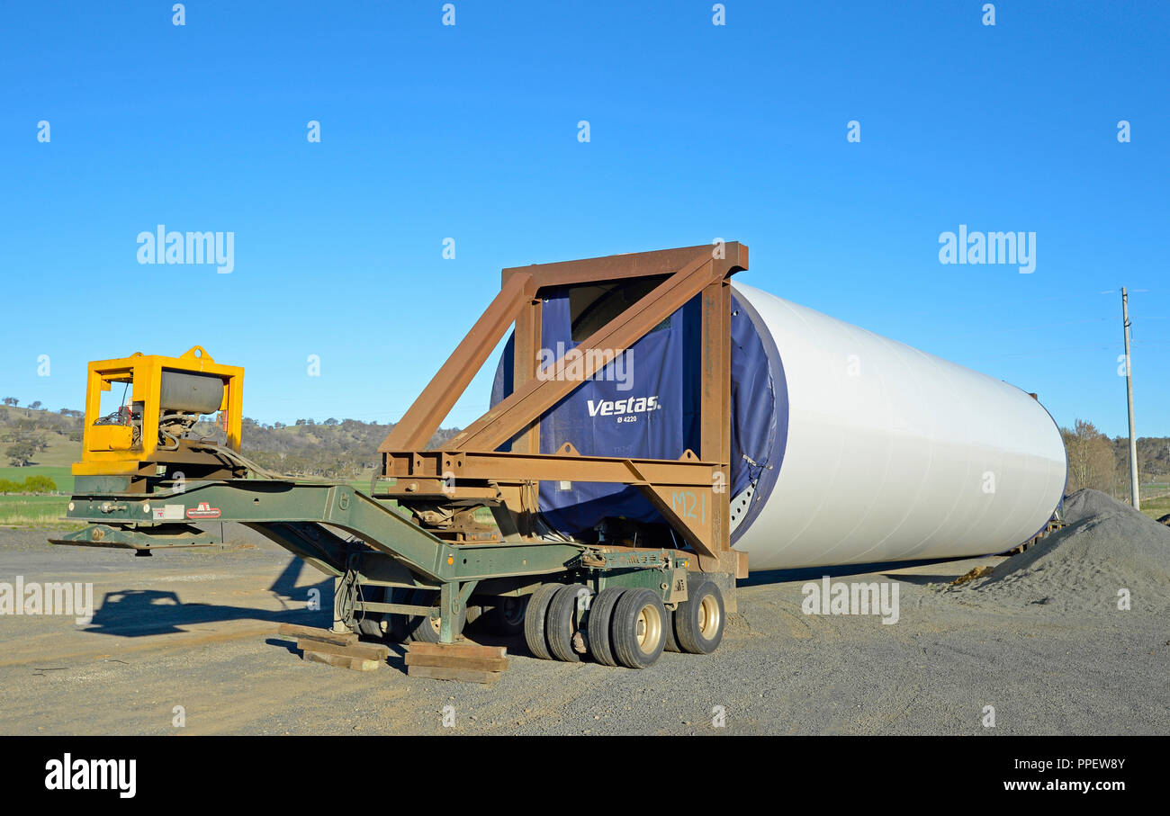 section of wind turbine column tower parked up awaiting use Stock Photo ...