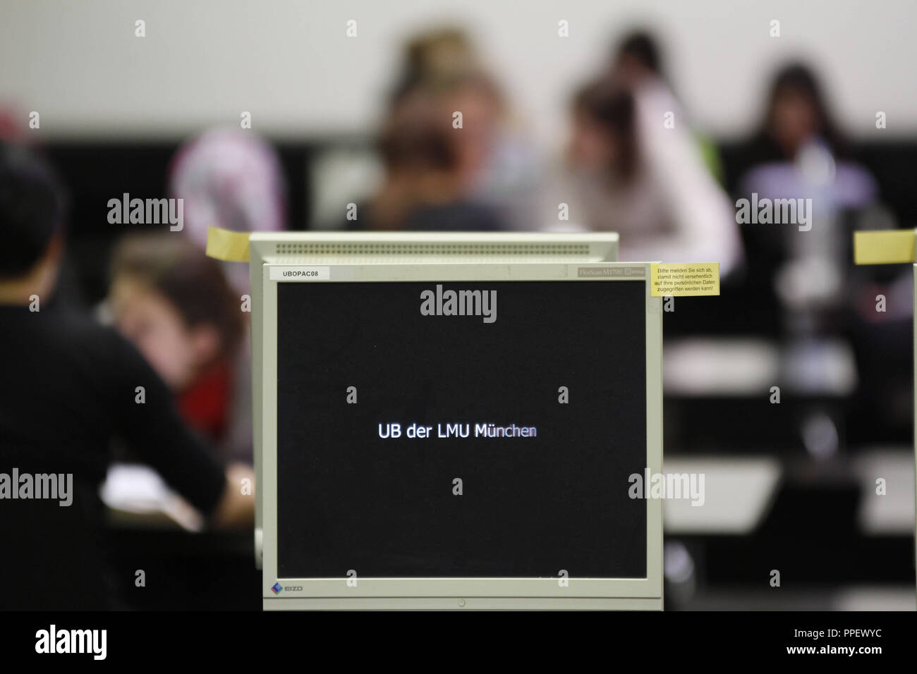 Computer screen in the hall of the library of the Ludwig Maximilian ...
